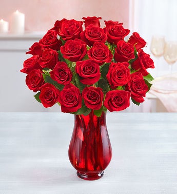 1-800-Flowers Two Dozen Red Roses with Red Vase – Life Guidance Discoveries
